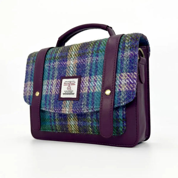 Harris Tweed Mini Messenger Bag - Green/Purple Check – The Counties of ...